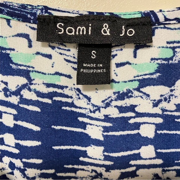 Sami & Jo | Tops | Sami Jo Blue Green 34 Sleeve Blouse | Poshmark